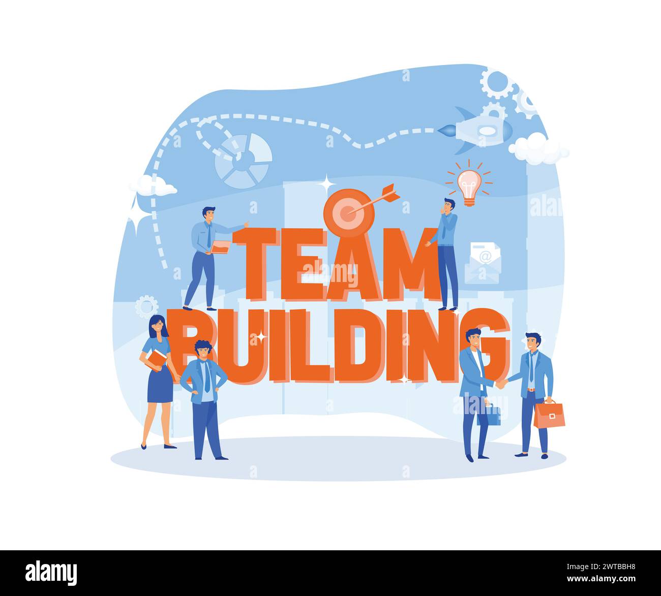 Team building people business concept with big words and people ...