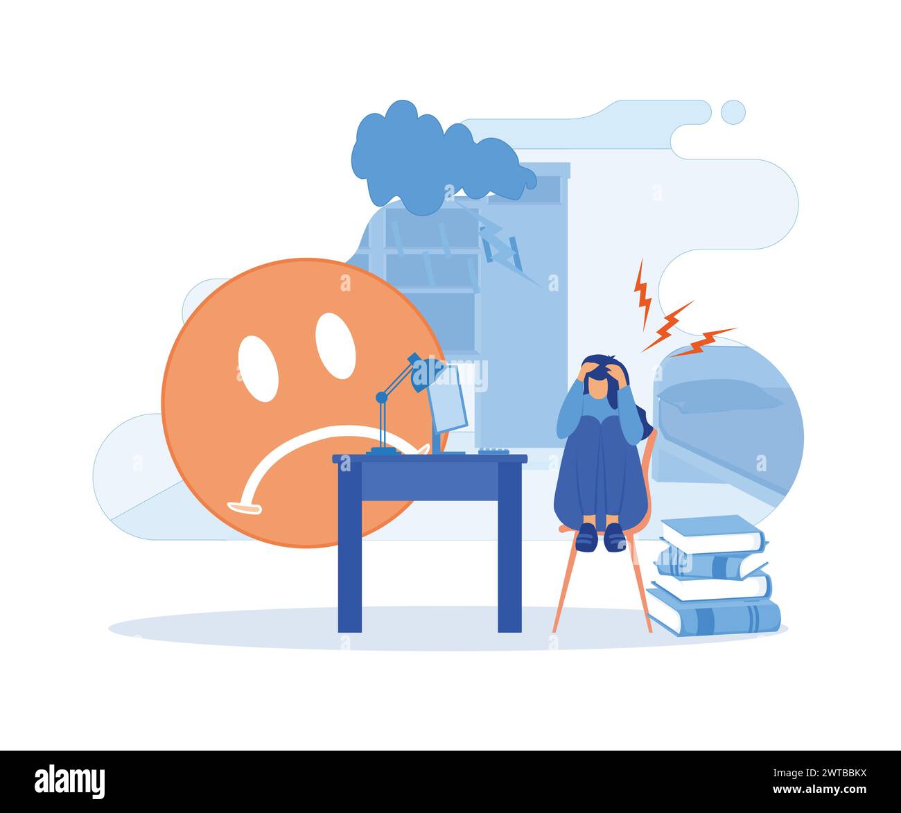 Stress pain woman in Stock Vector Images - Alamy