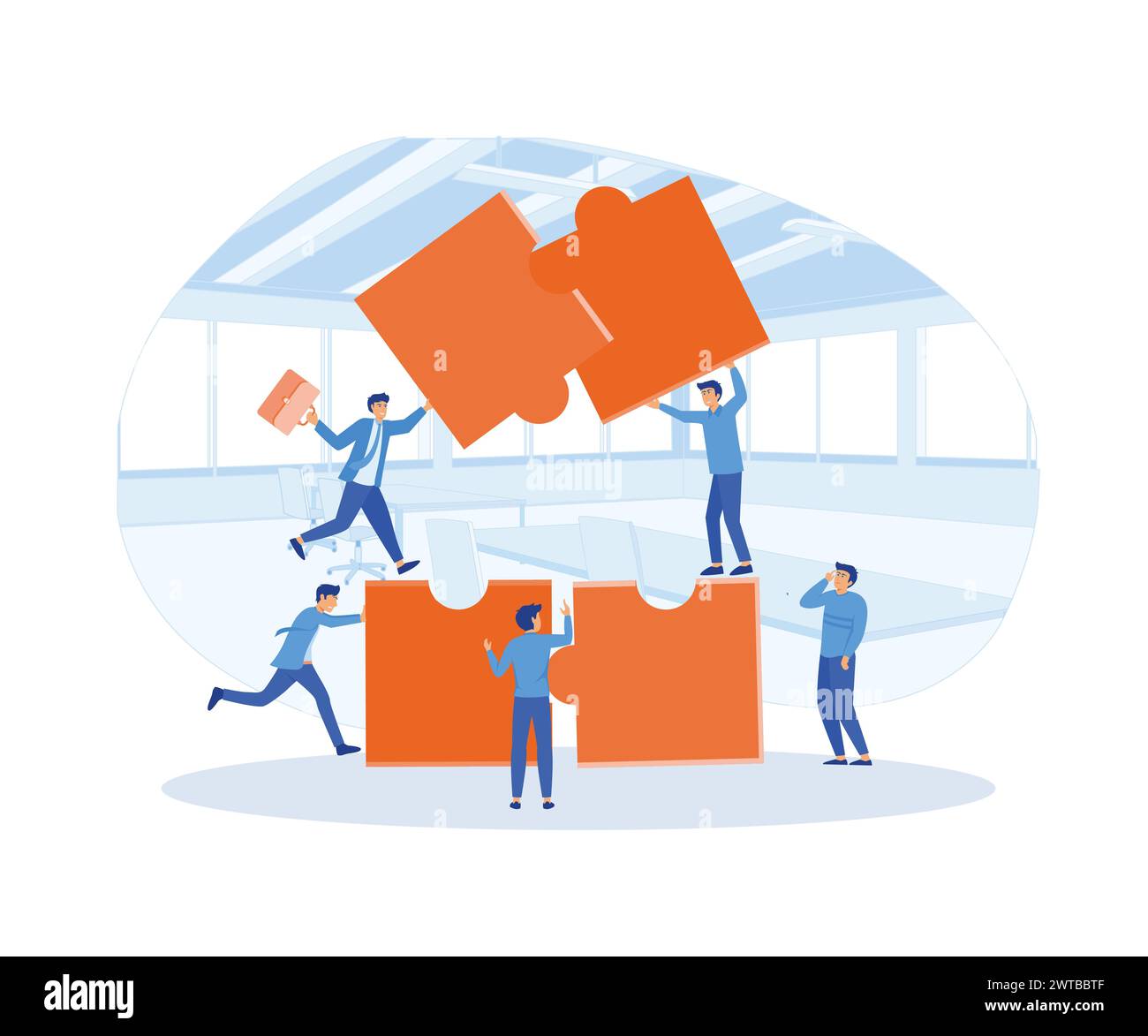 Business concept. Team metaphor. people connecting puzzle elements ...