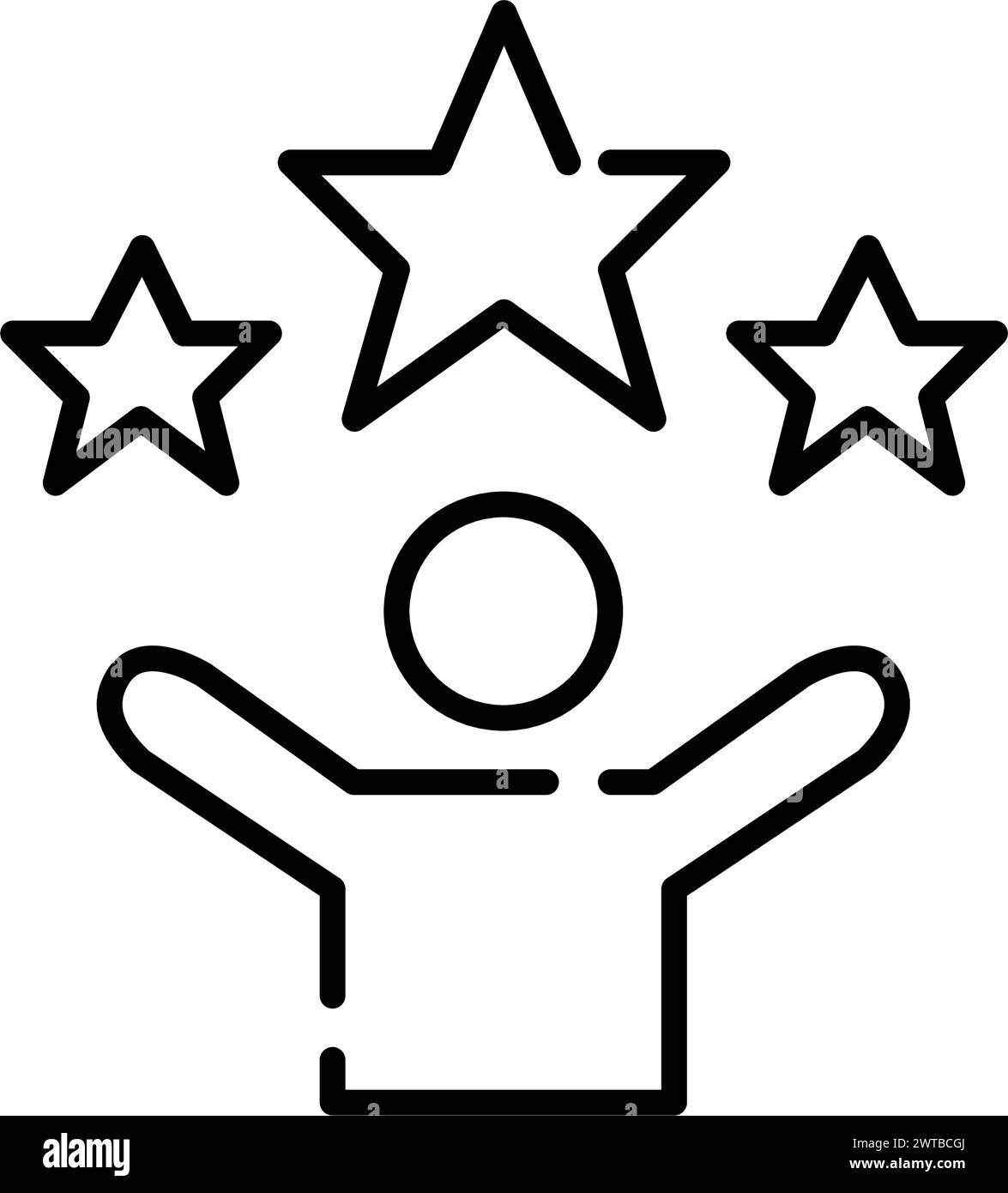 Person with arms raised in triumph, stars, representing victorious ...