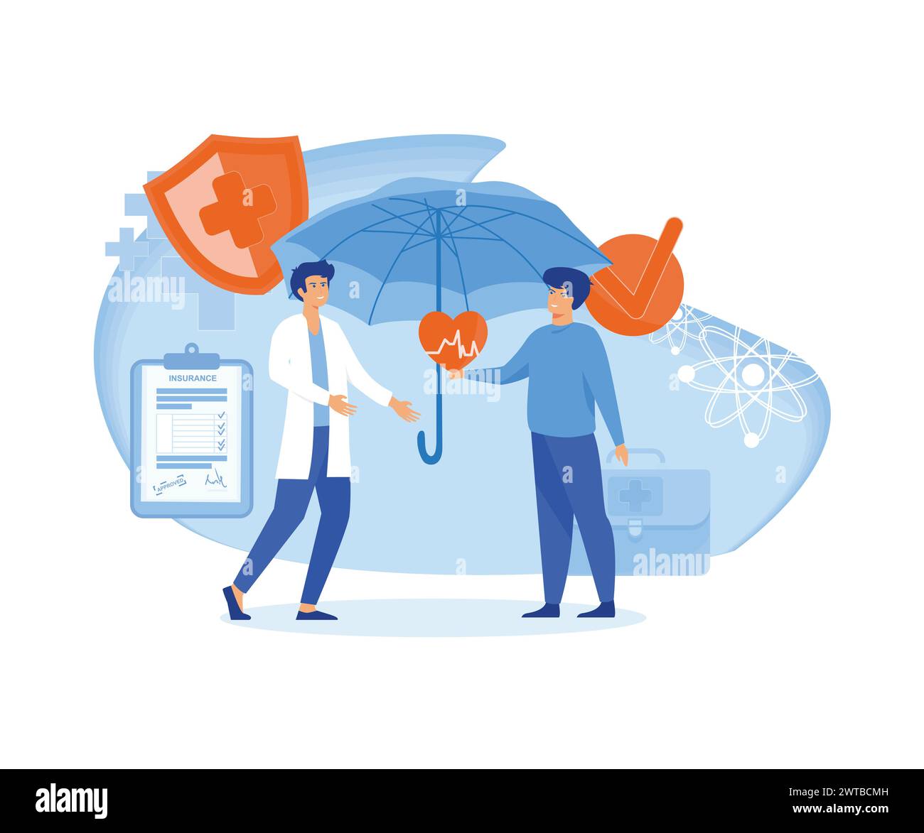 Health Insurance design concept with umbrella protection. flat vector ...