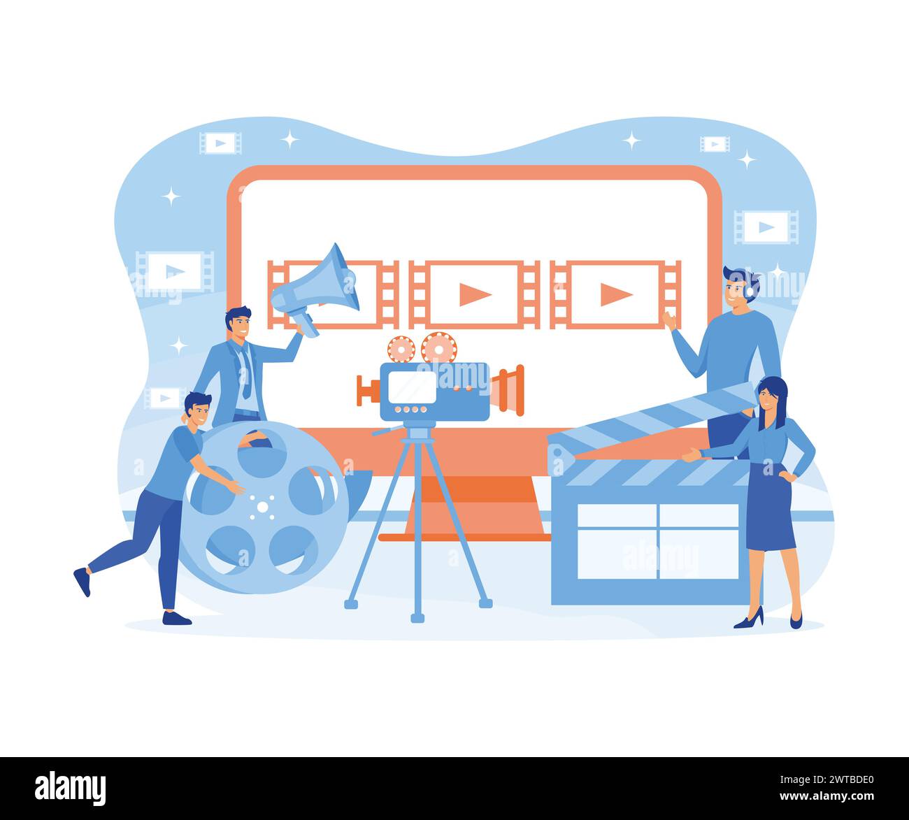 Business Concept Motion Design Studio. Teamwork of Clerks, Designer ...