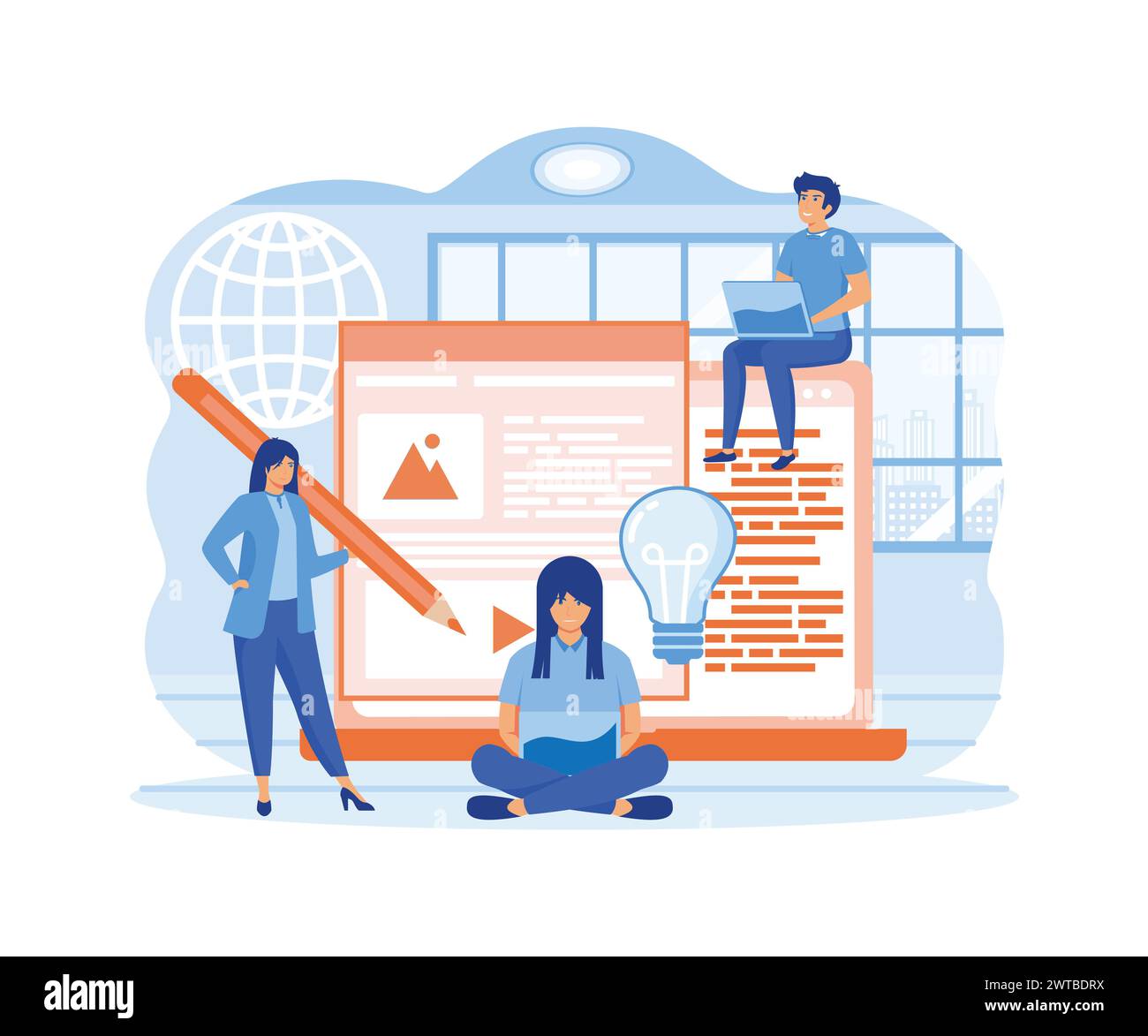 Blog Authors Writing Articles Freelance Writers With Laptops Creating