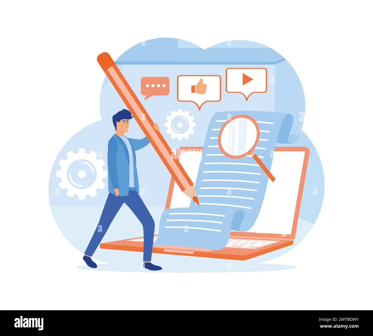 Content writer. Blog articles creation concept with people characters ...