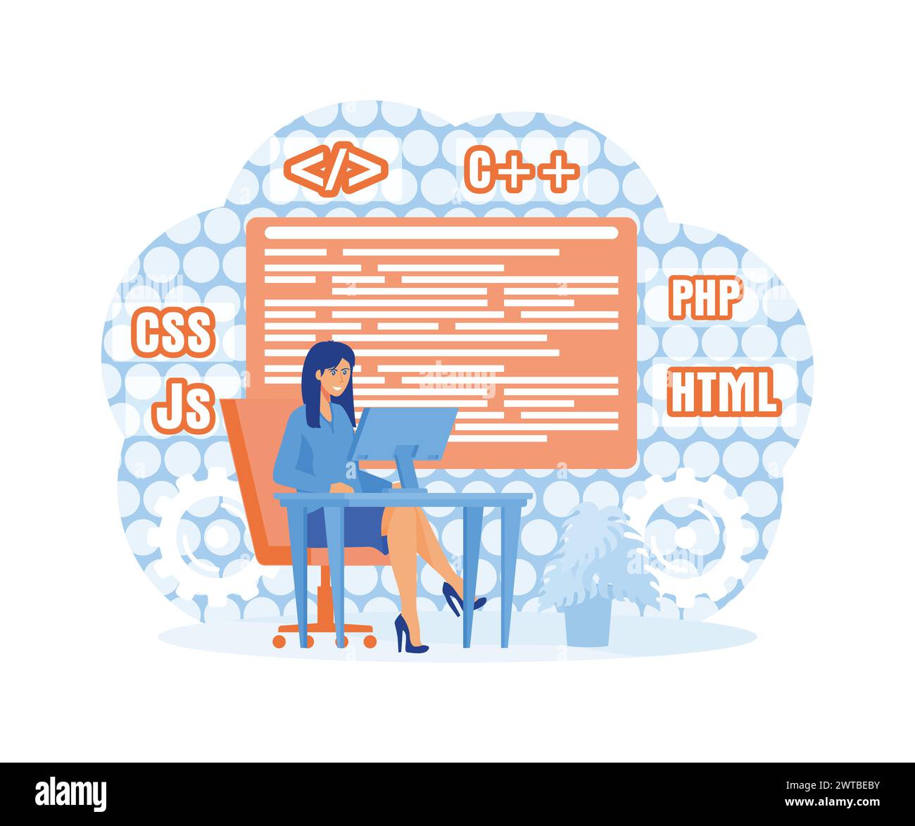 Programming And Engineering Development Girl Programmer Or Developer Create Code Programming