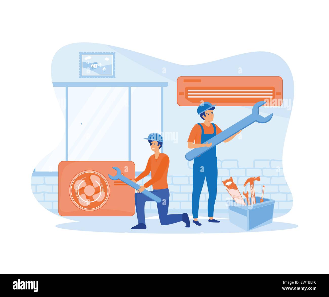 Air conditioner repair vector hi-res stock photography and images - Alamy