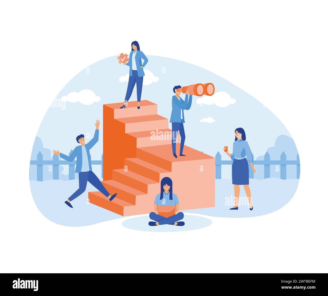 Self growth and personal development progress stages. Reaching for career goals and success ...