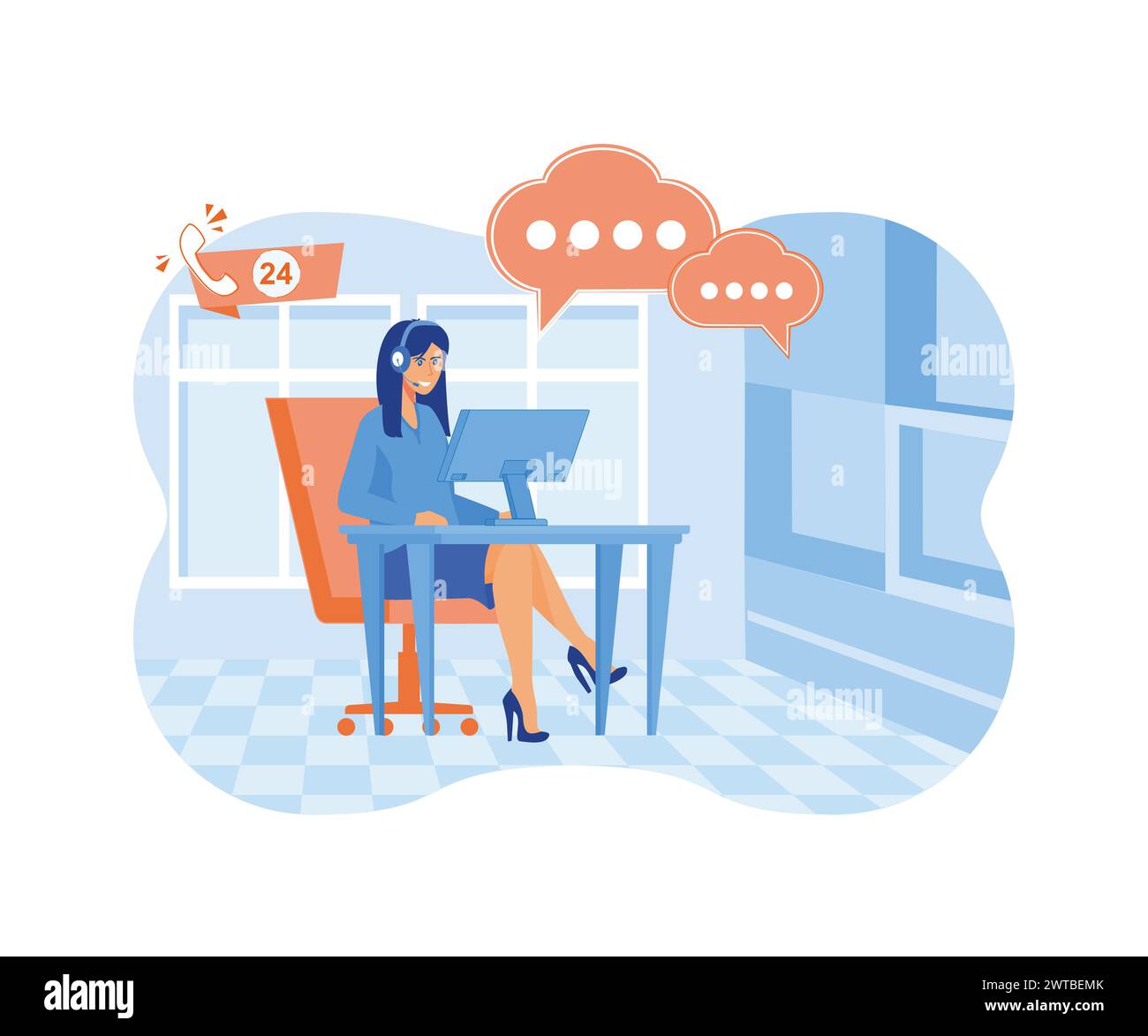 Customer service, hotline operator advises customer, online global ...