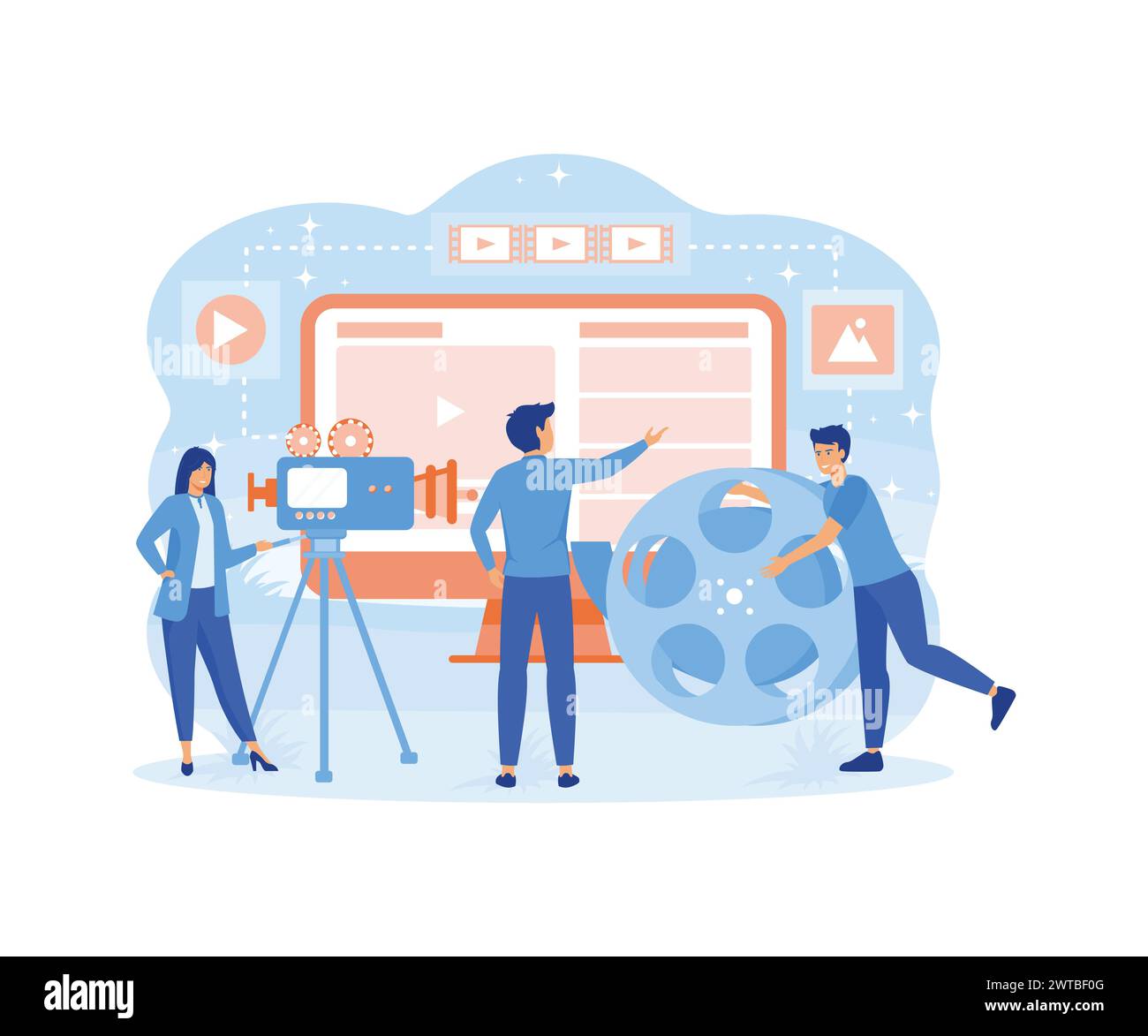 Creative professionals team animators, designers creating animated ...