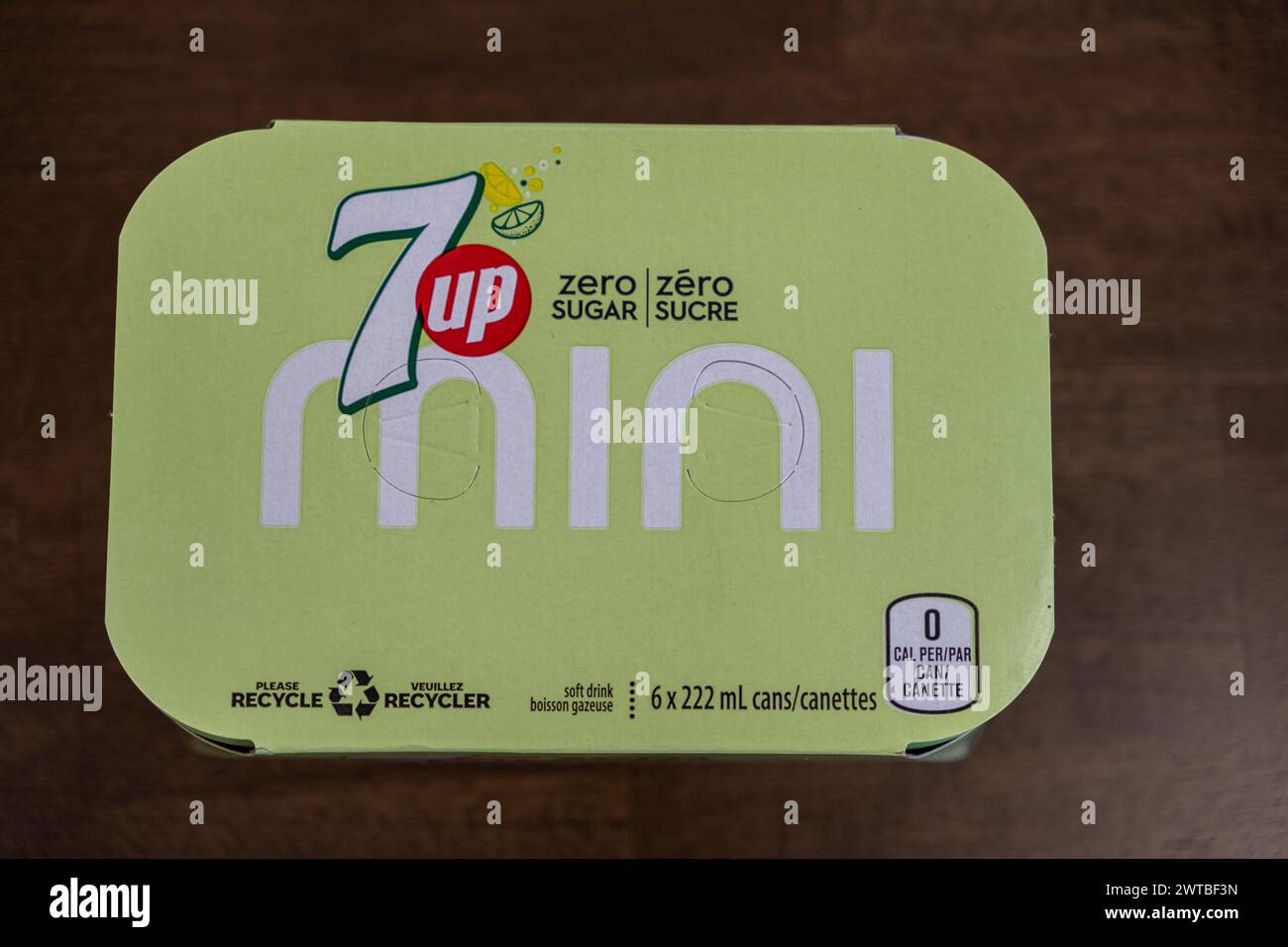 13 March 2024 - Calgary Alberta Canada - 6 Pack of diet 7up mini Soda ...