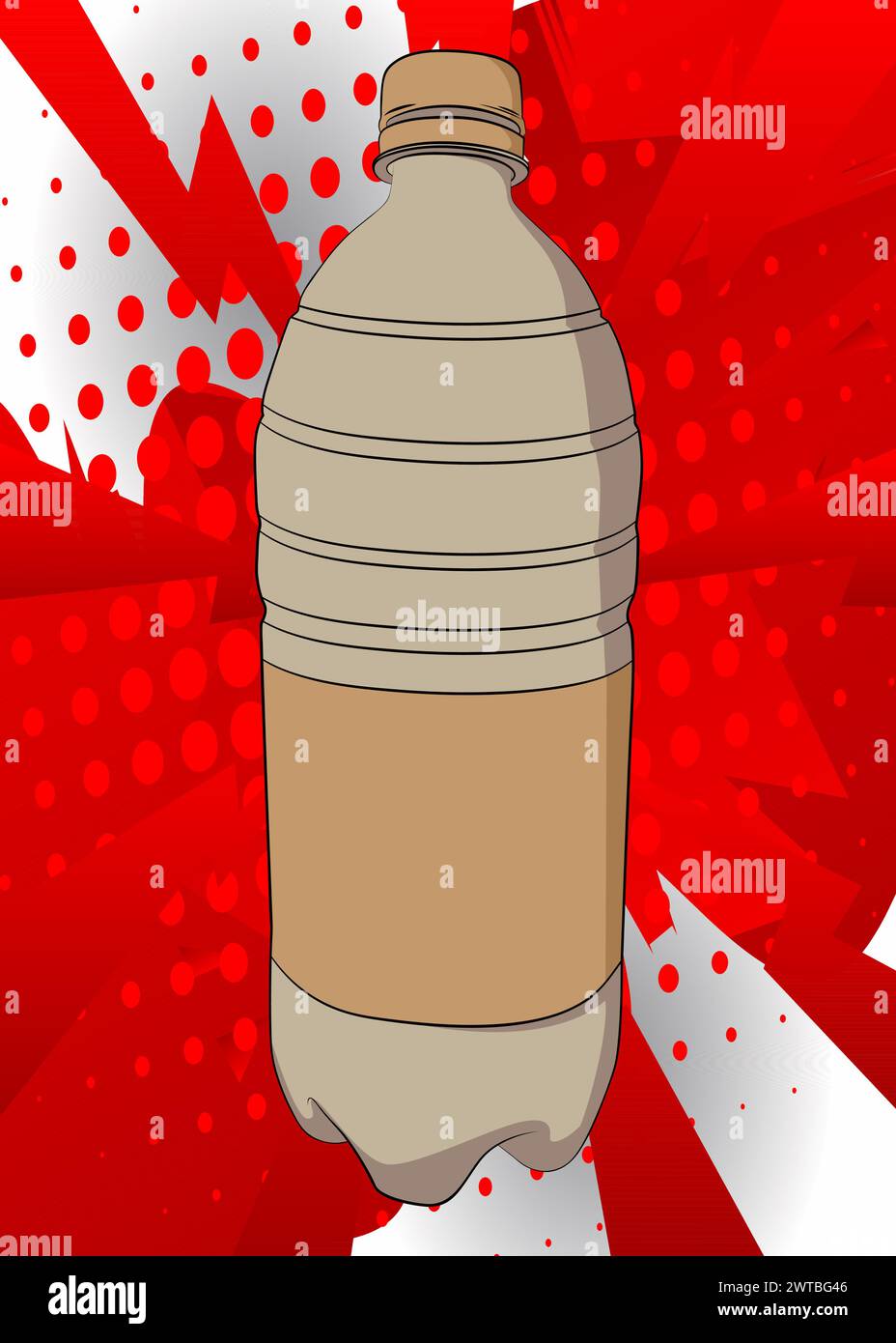 Cartoon Water Bottle, comic book plastic drink container. Retro vector ...