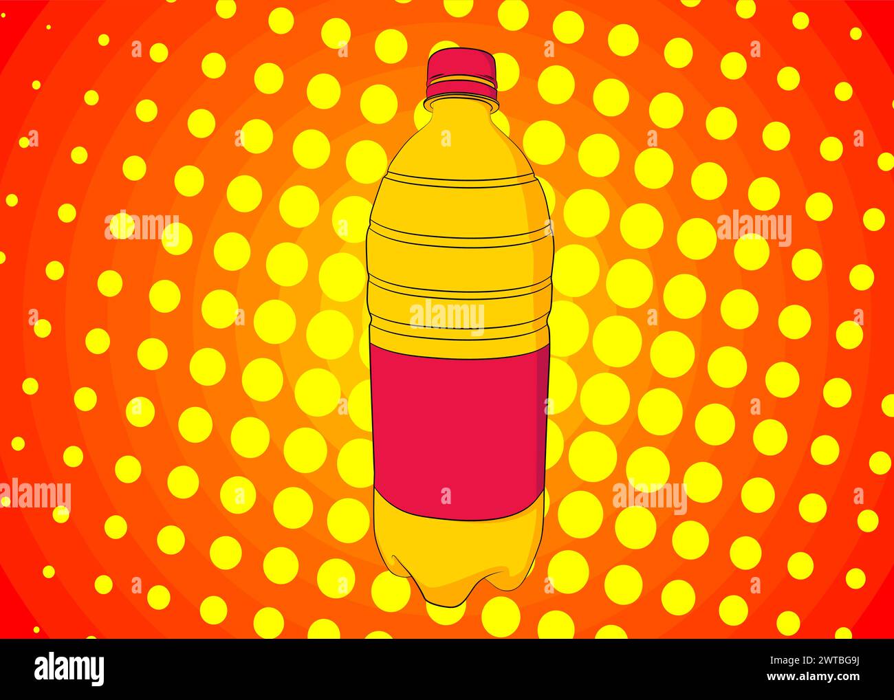 Cartoon Water Bottle, comic book plastic drink container. Retro vector ...