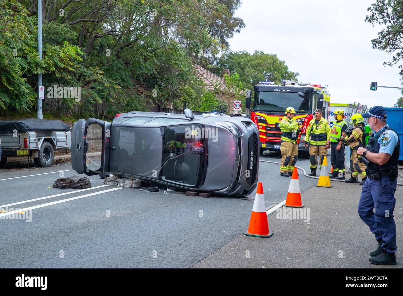 Sydney, Australia. 17 Mar 2024. A dramatic single vehicle accident has ...