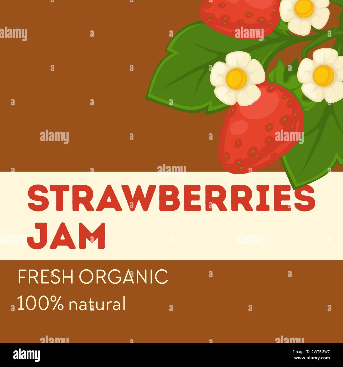 Strawberries jam, natural and organic product logo Stock Vector Image ...