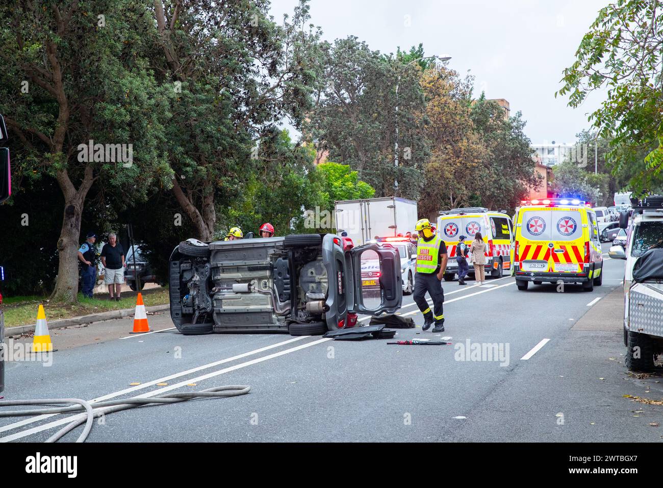 Sydney, Australia. 17 Mar 2024. A dramatic single vehicle accident has ...