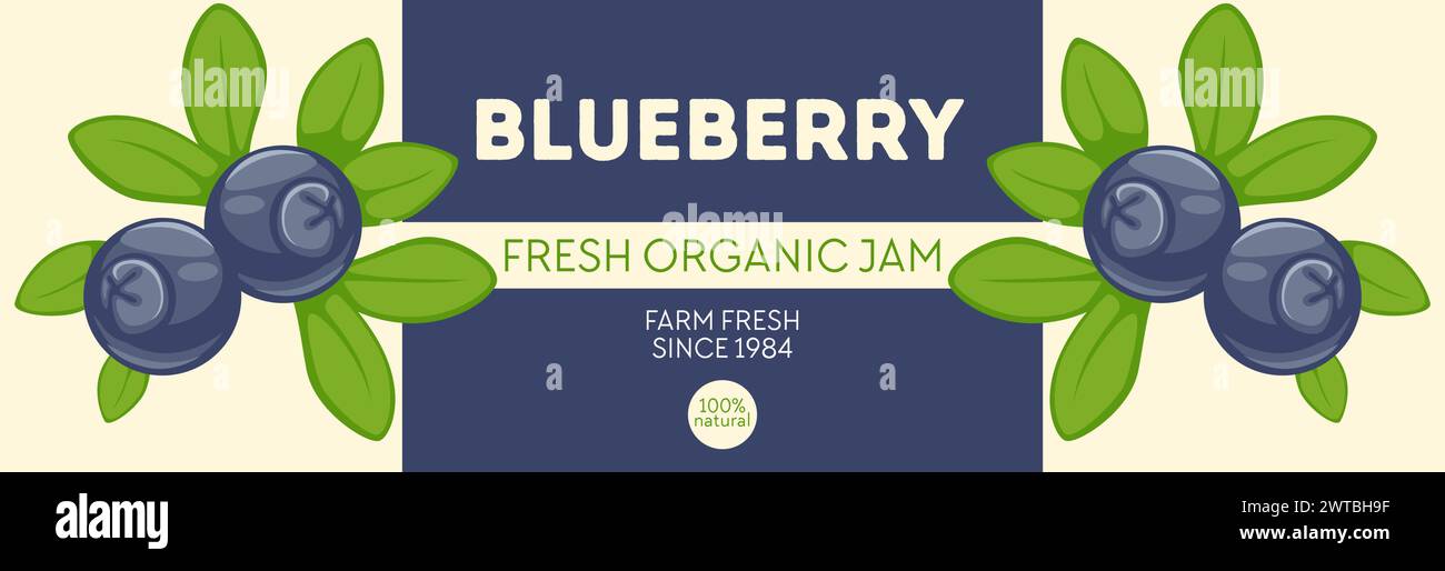 Organic farm fresh blueberry jam logo or sticker Stock Vector Image ...