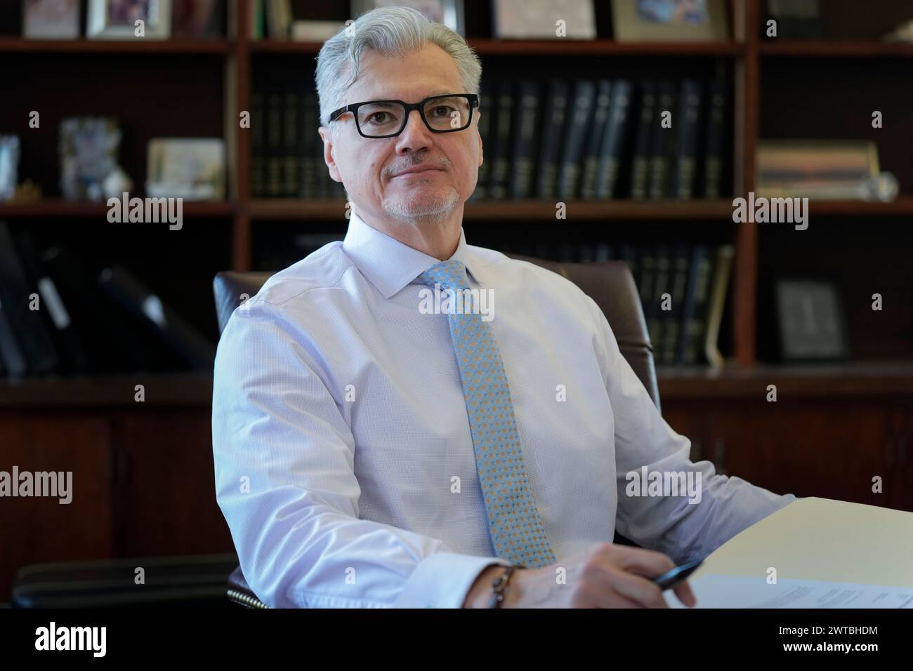 Judge Juan Merchan poses for a picture in his chambers in New York ...