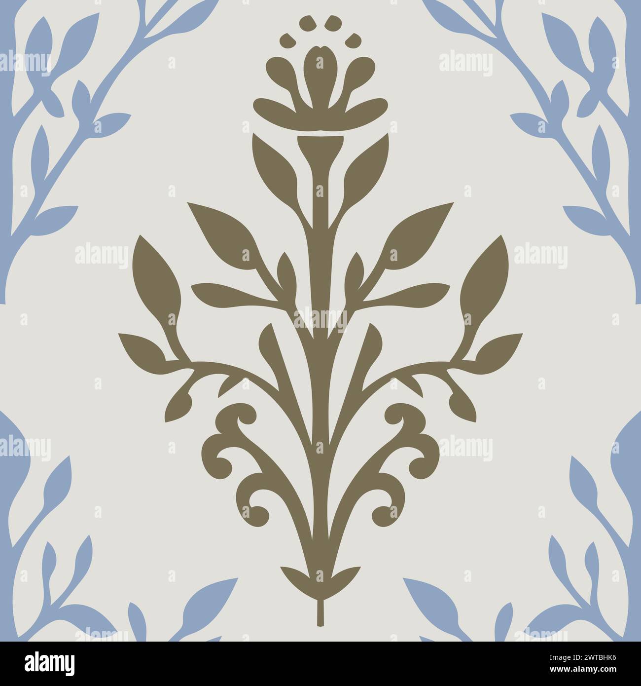 Blooming branch with flowers and buds pattern Stock Vector Image & Art ...