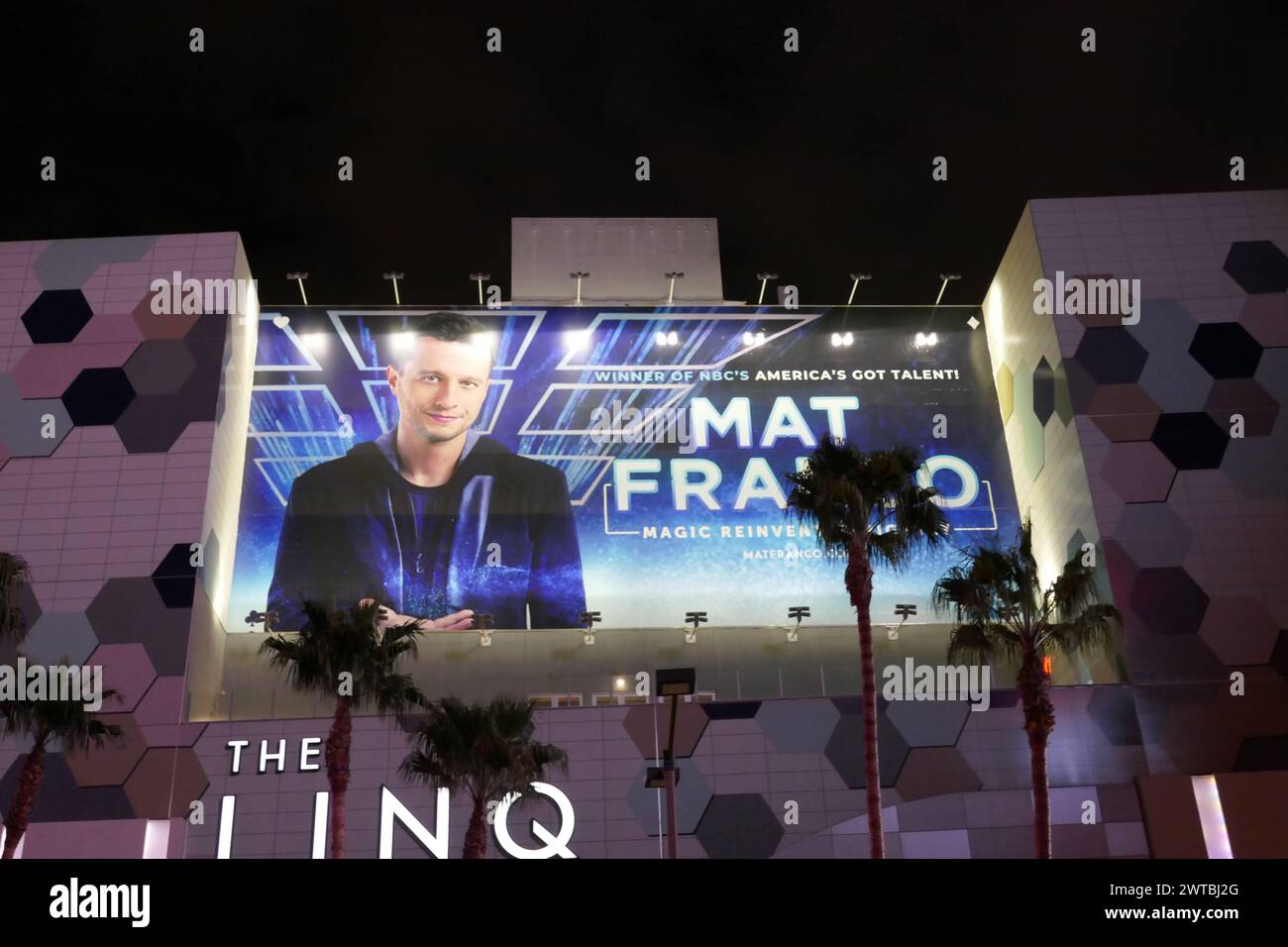 Las Vegas, Nevada, USA 7th March 2024 Magician Mat Franco Billboard at The Linq Hotel & Casino ...