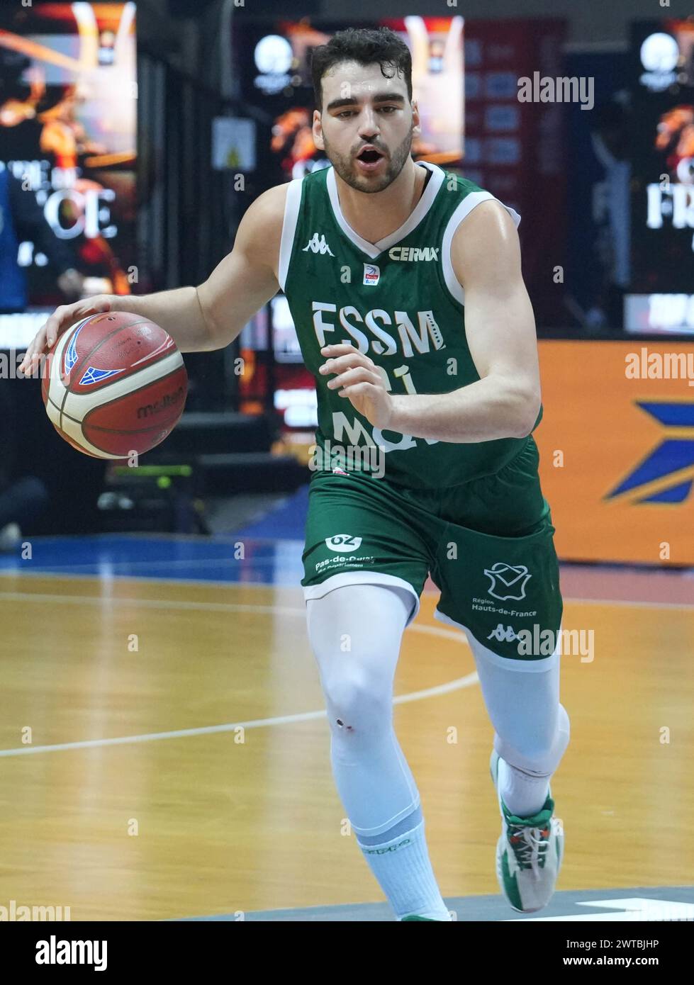 Trelaze, France. 16th Mar, 2024. Edon Maxhini of ESSM Le Portel during ...