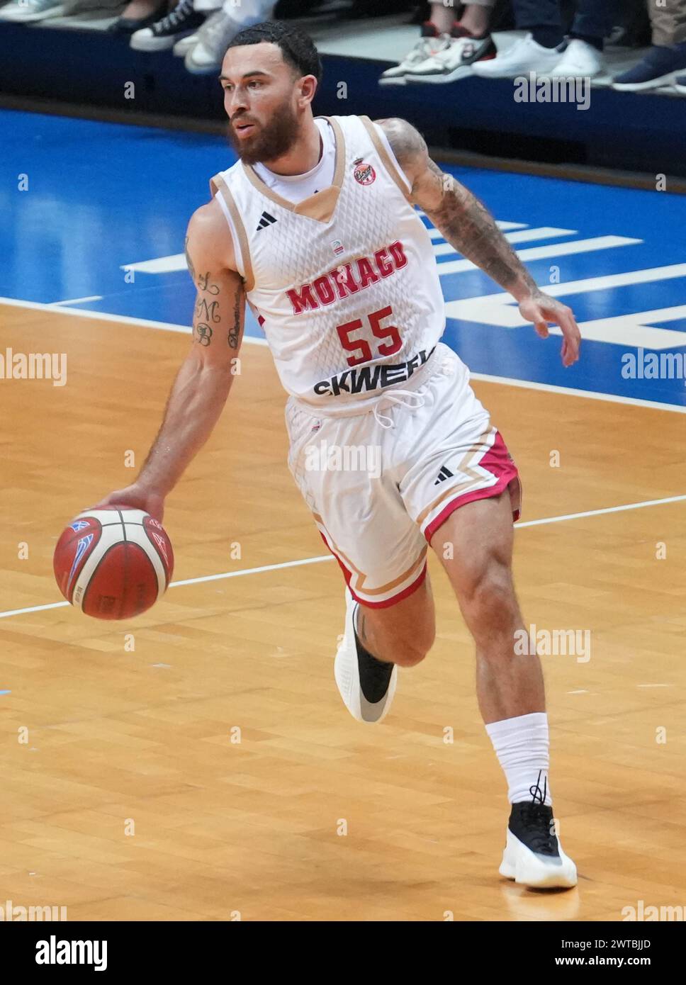 Trelaze, France. 16th Mar, 2024. Michael Perry James of AS Monaco ...