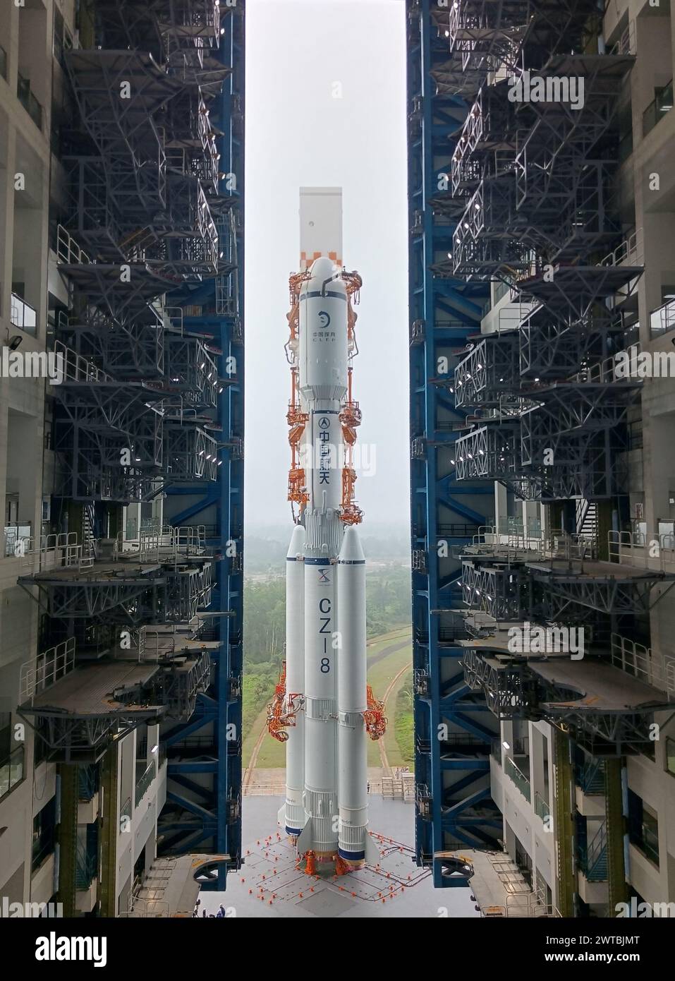 Wenchang. 17th Mar, 2024. The combination of the relay satellite Queqiao-2 and the Long March-8 ...