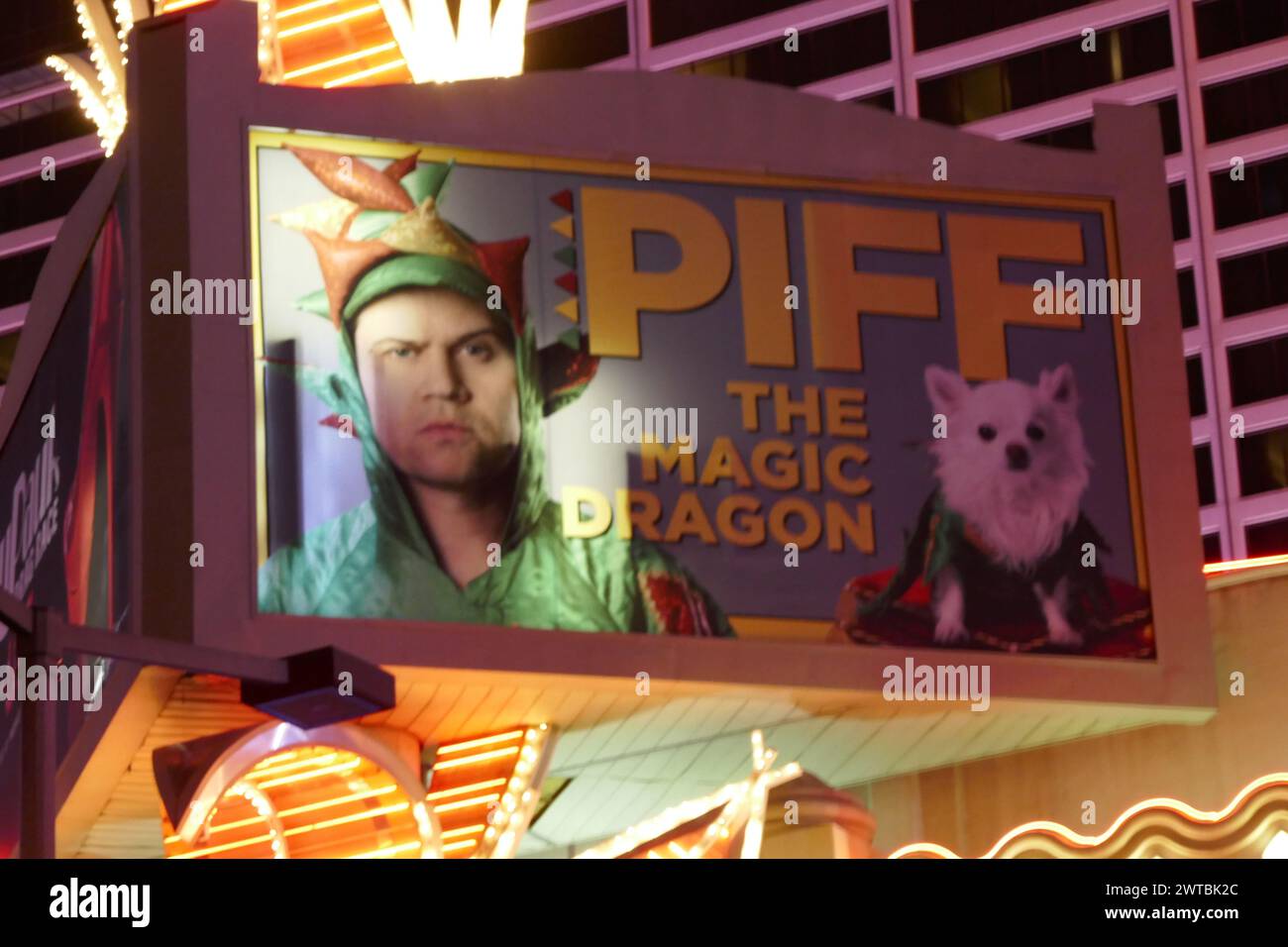 Las Vegas, Nevada, USA 7th March 2024 Piff The Magic Dragon Marquee at The Flamingo Hotel ...