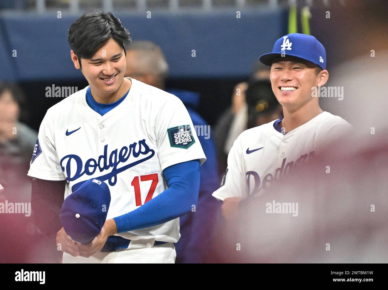 Shohei Ohtani, MLB Los Angeles Dodgers' Japanese baseball player, takes part in a practice match ...
