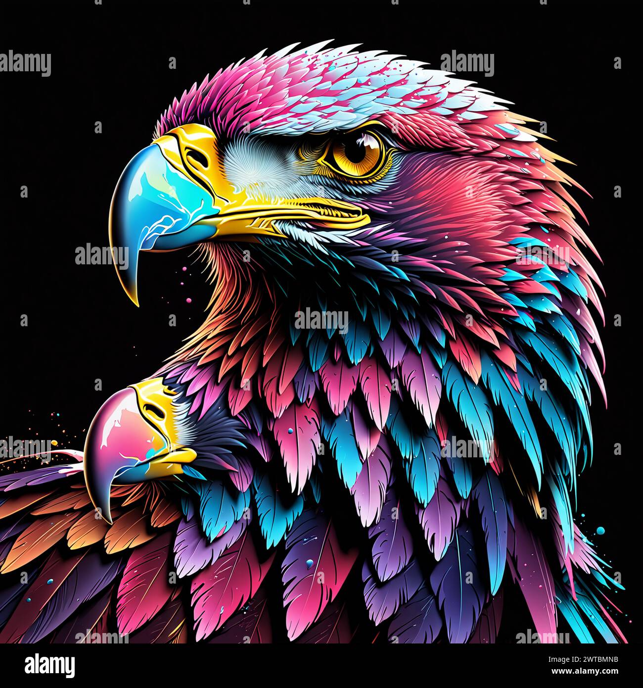 A mesmerizing piece of art featuring a neon-colored animal against a ...
