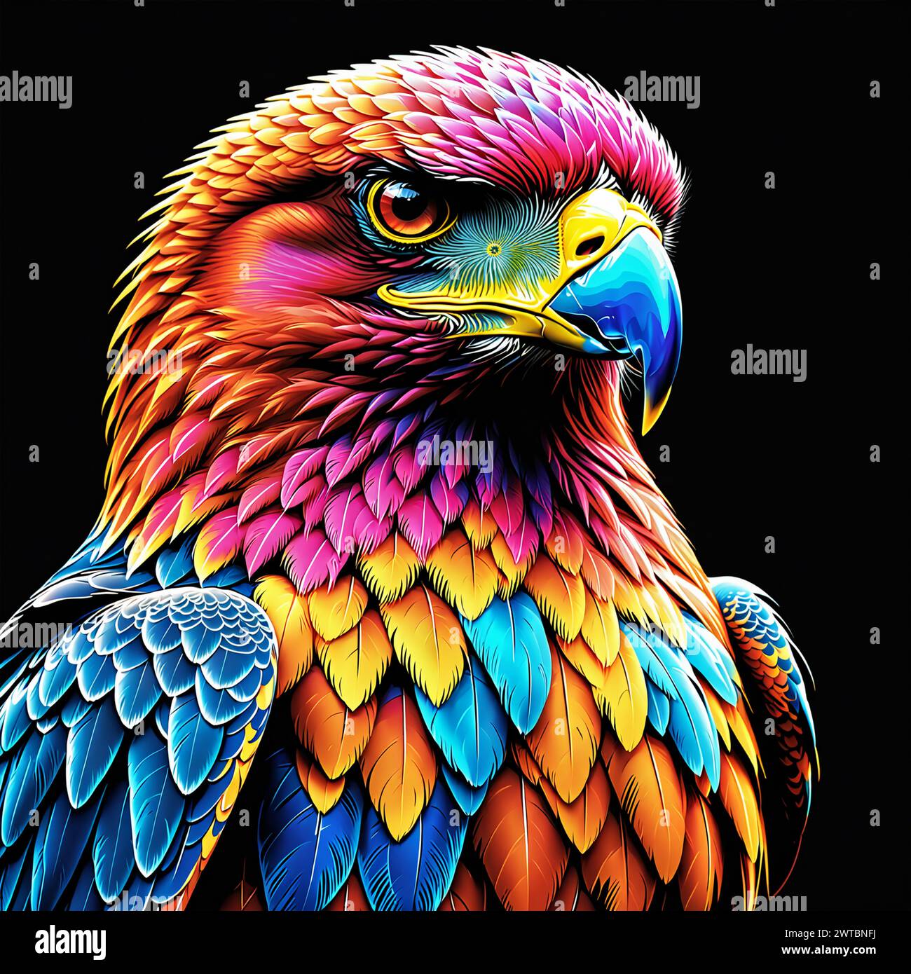A mesmerizing piece of art featuring a neon-colored animal against a ...