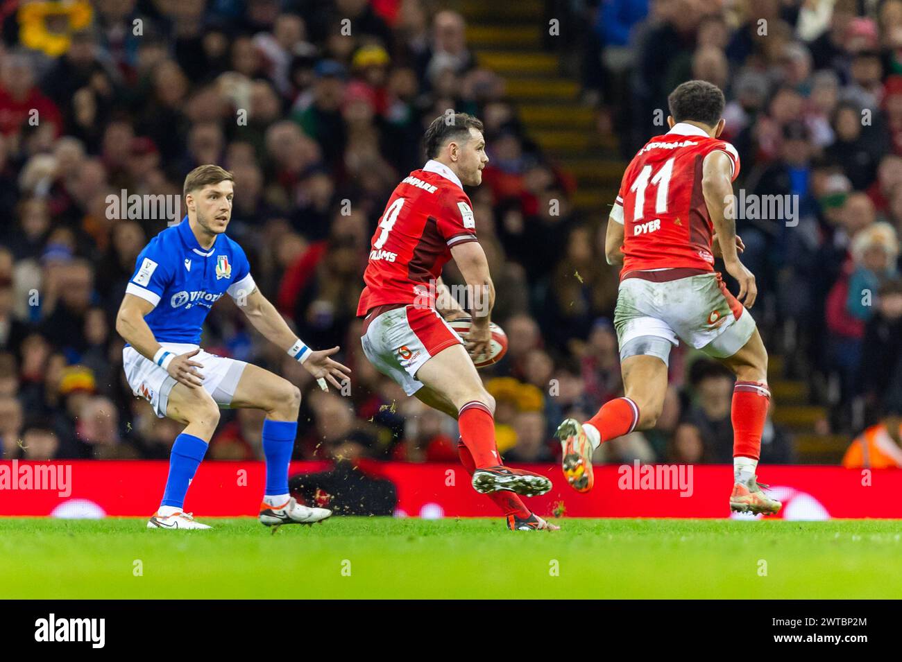 Cardiff, UK. 16th Mar, 2024. Tomos Williams of Wales during the 2024 ...