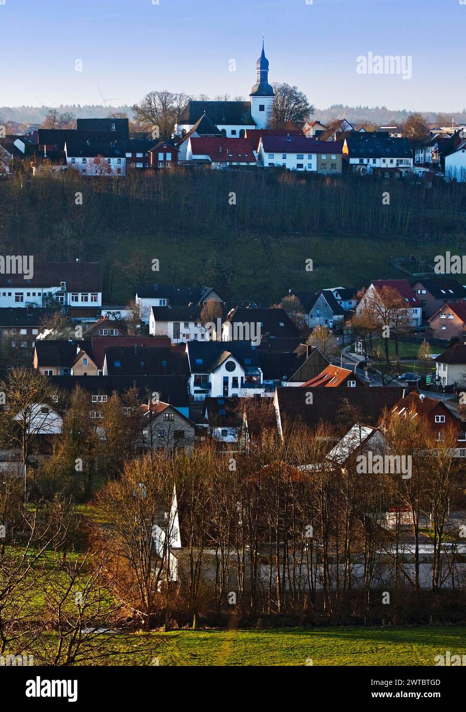 Town view of Bad Wuennenberg with the parish church of St. Antonius ...