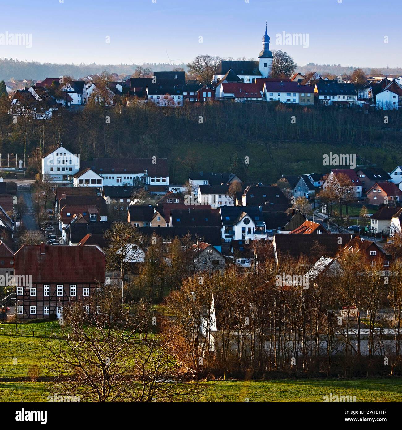 Town view of Bad Wuennenberg with the parish church of St. Antonius ...