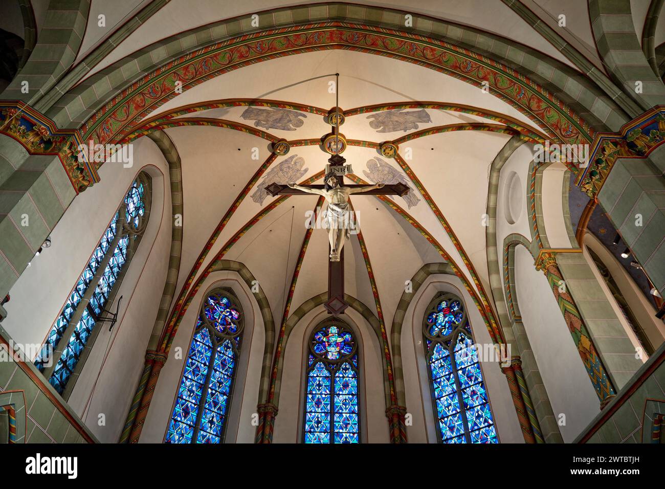 St. Lambertus Church, interior view, historic upper town, Mettmann ...