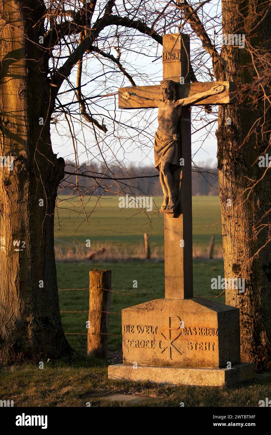 Field cross at the Wevelsburg wind farm, Paderborn plateau, Bueren ...