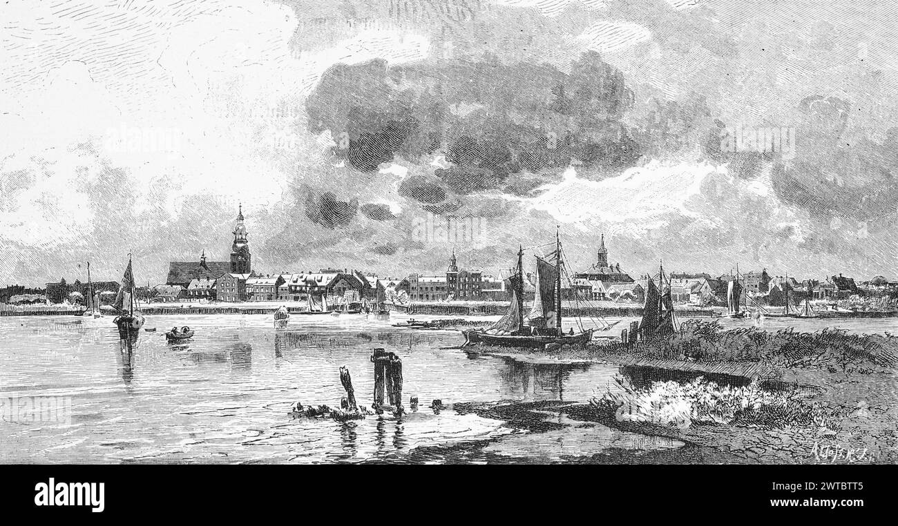 Town view of the border town Sowetsk, Sowjetsk or Tilsit at the Memel ...