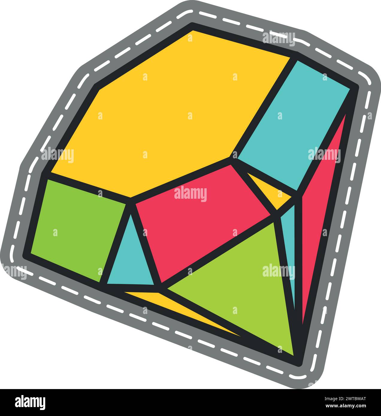 Diamond patch. Colorful jewelry sticker. Jem symbol Stock Vector Image ...