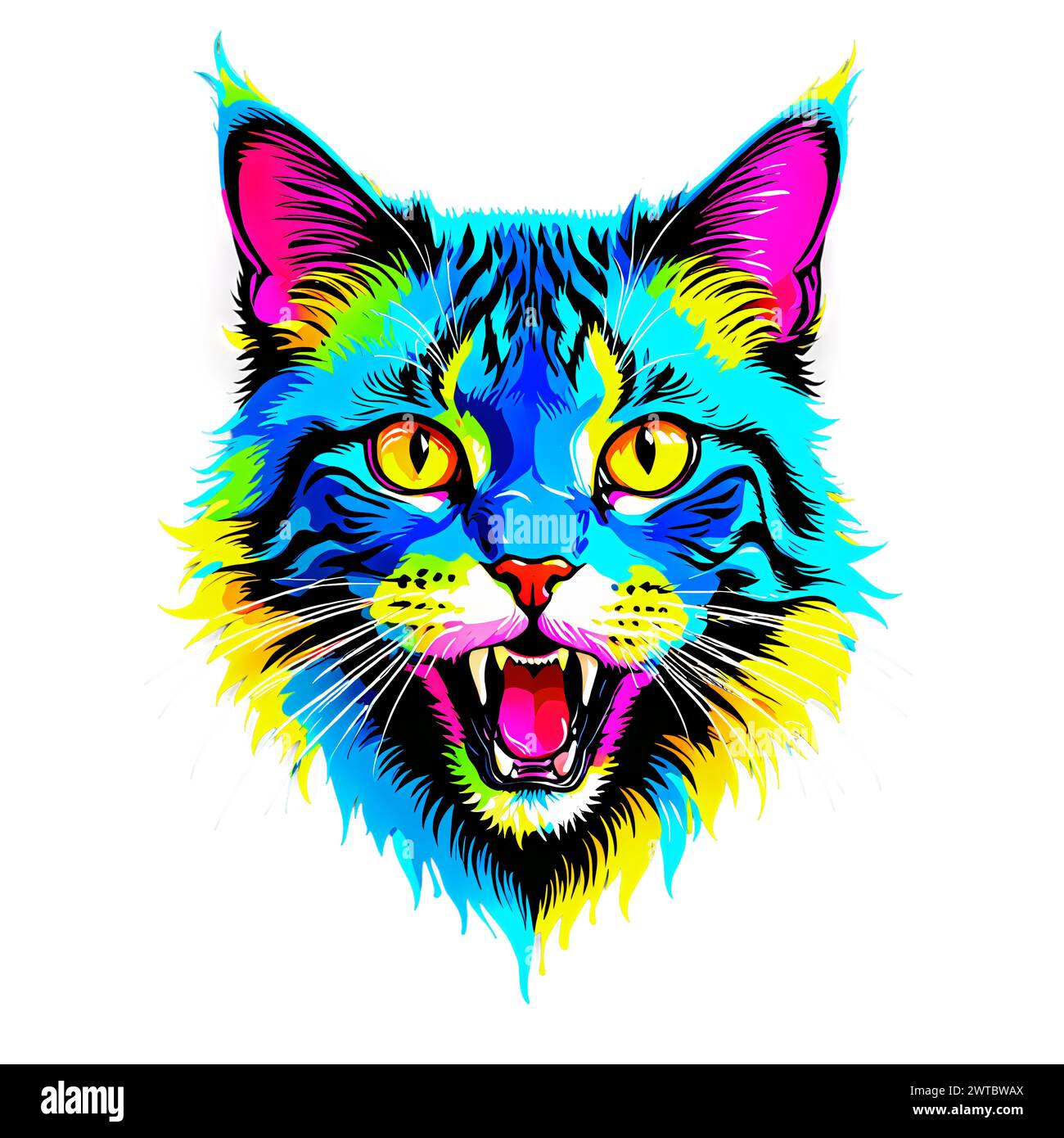 A mesmerizing piece of art featuring a neon-colored animal against a ...