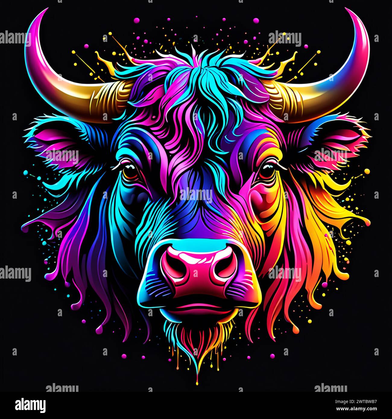A mesmerizing piece of art featuring a neon-colored animal against a ...