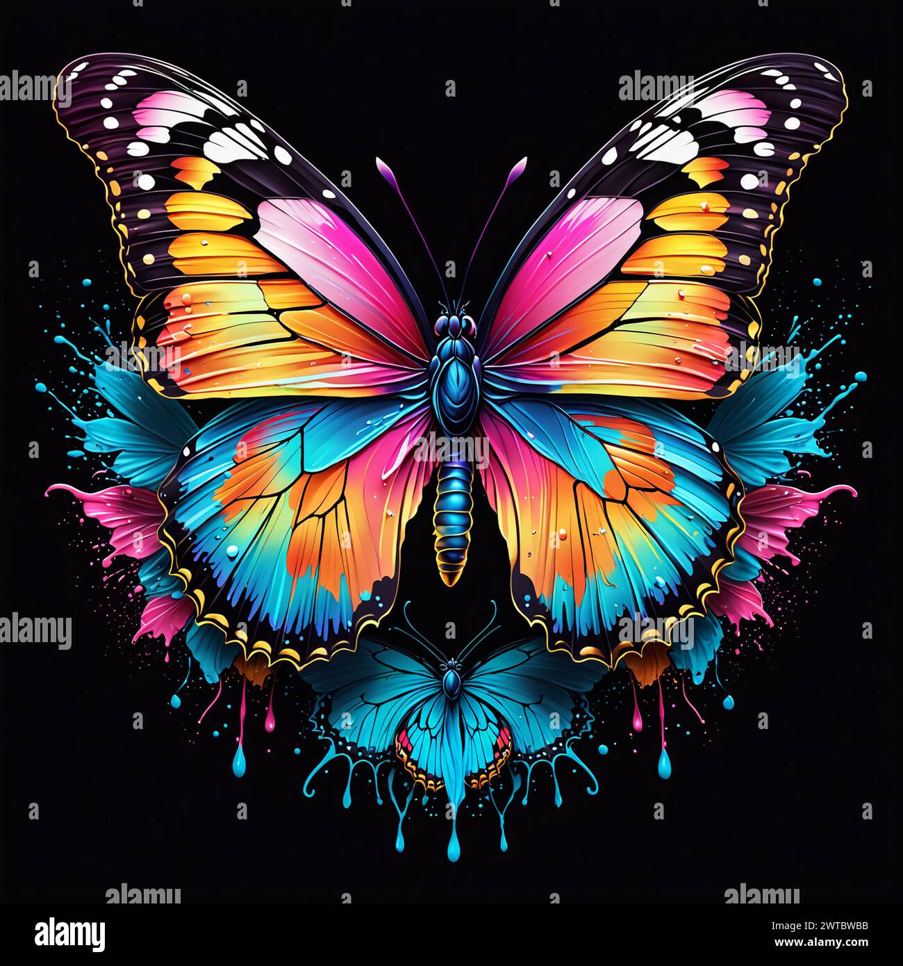 A mesmerizing piece of art featuring a neon-colored animal against a ...