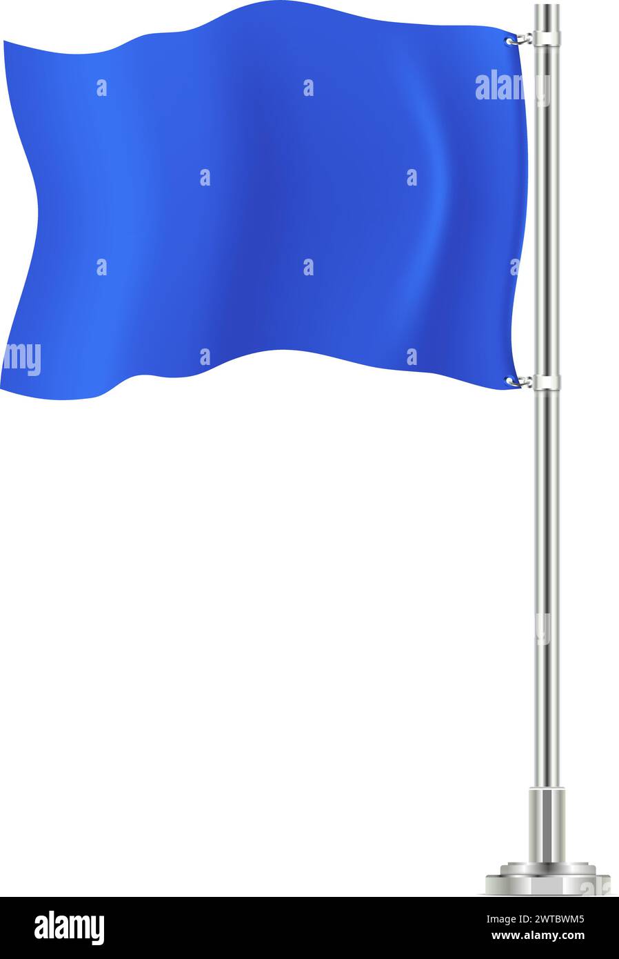 Waving blue flag realistic mockup. Blank textile Stock Vector Image ...