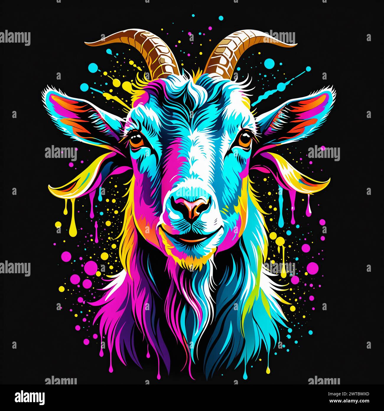 A mesmerizing piece of art featuring a neon-colored animal against a ...