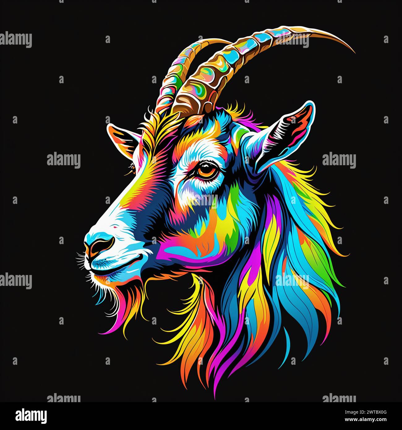 A mesmerizing piece of art featuring a neon-colored animal against a ...