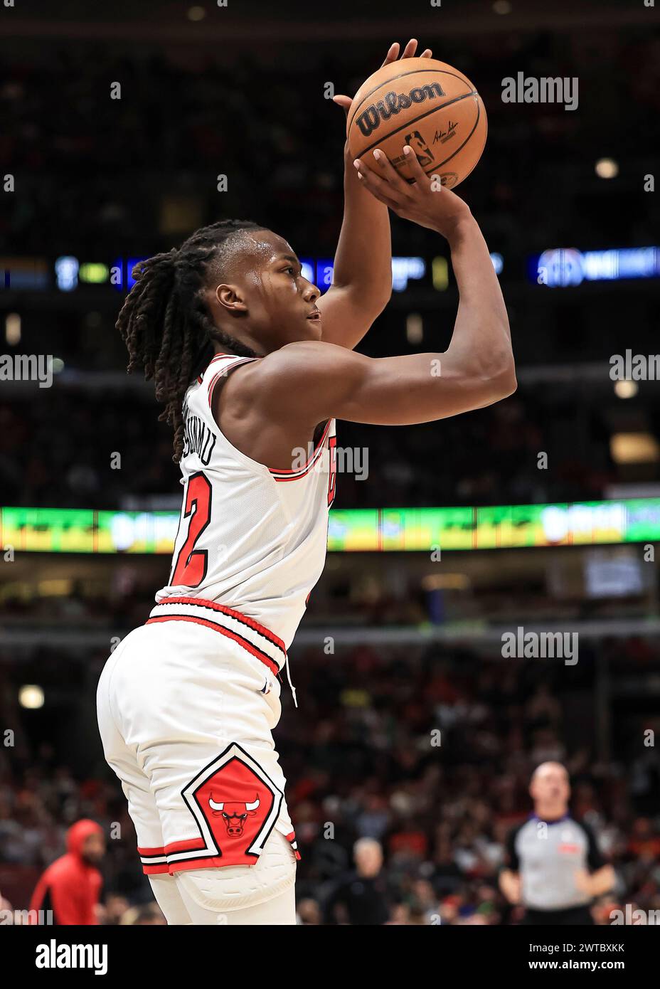 Chicago, USA. 16th Mar, 2024. Chicago Bulls' Ayo Dosunmu shoots during ...