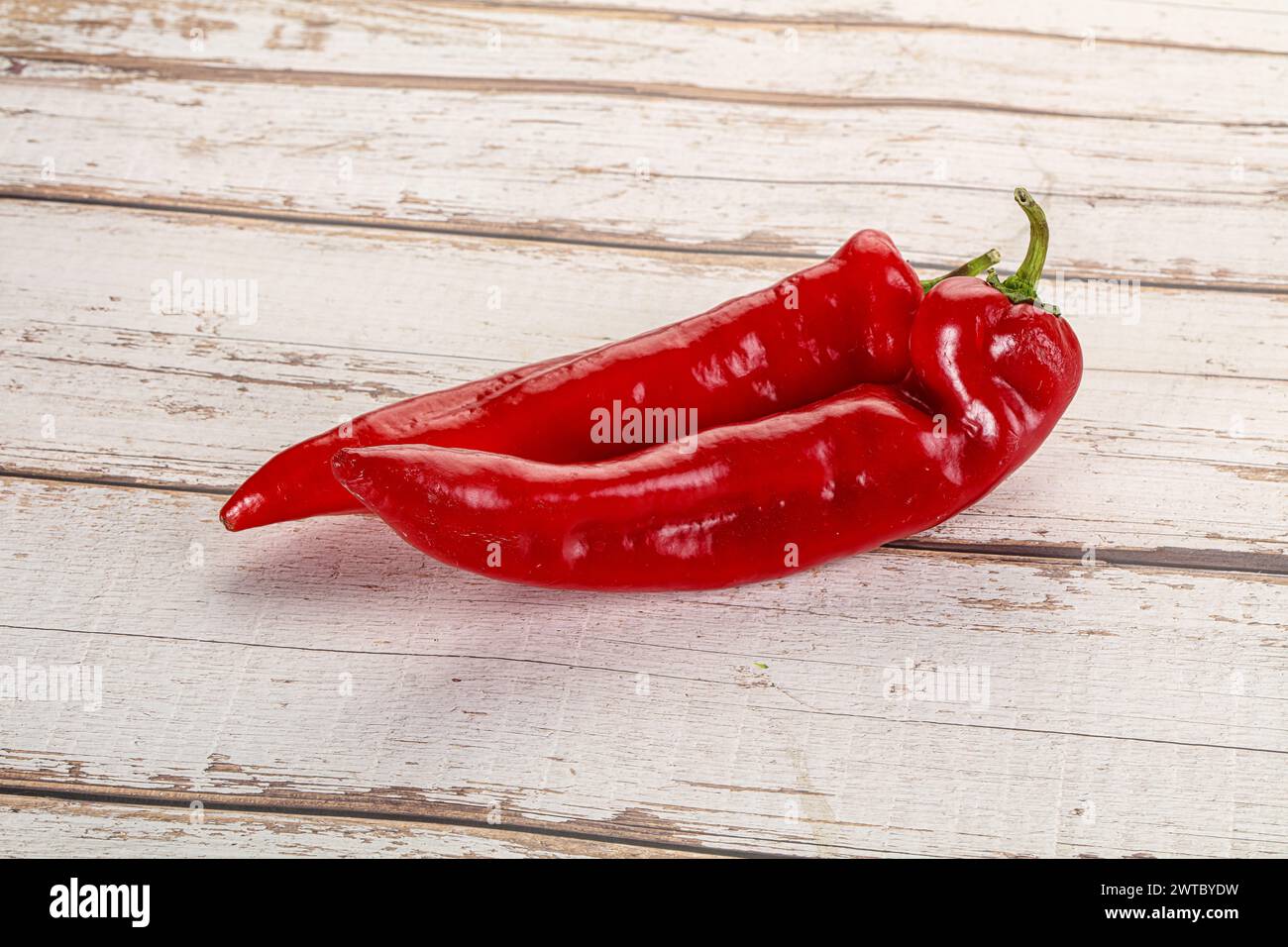 Two red sweet Ramiro organic pepper Stock Photo - Alamy