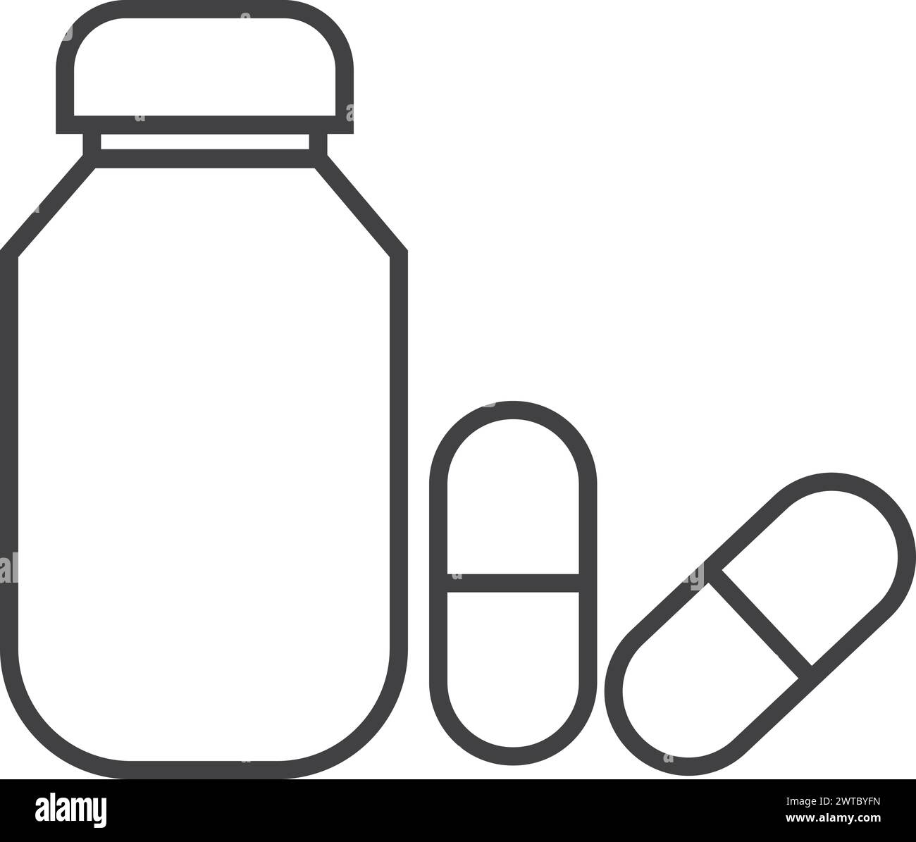 Pill bottle and capsules black icon. Drug symbol Stock Vector Image ...