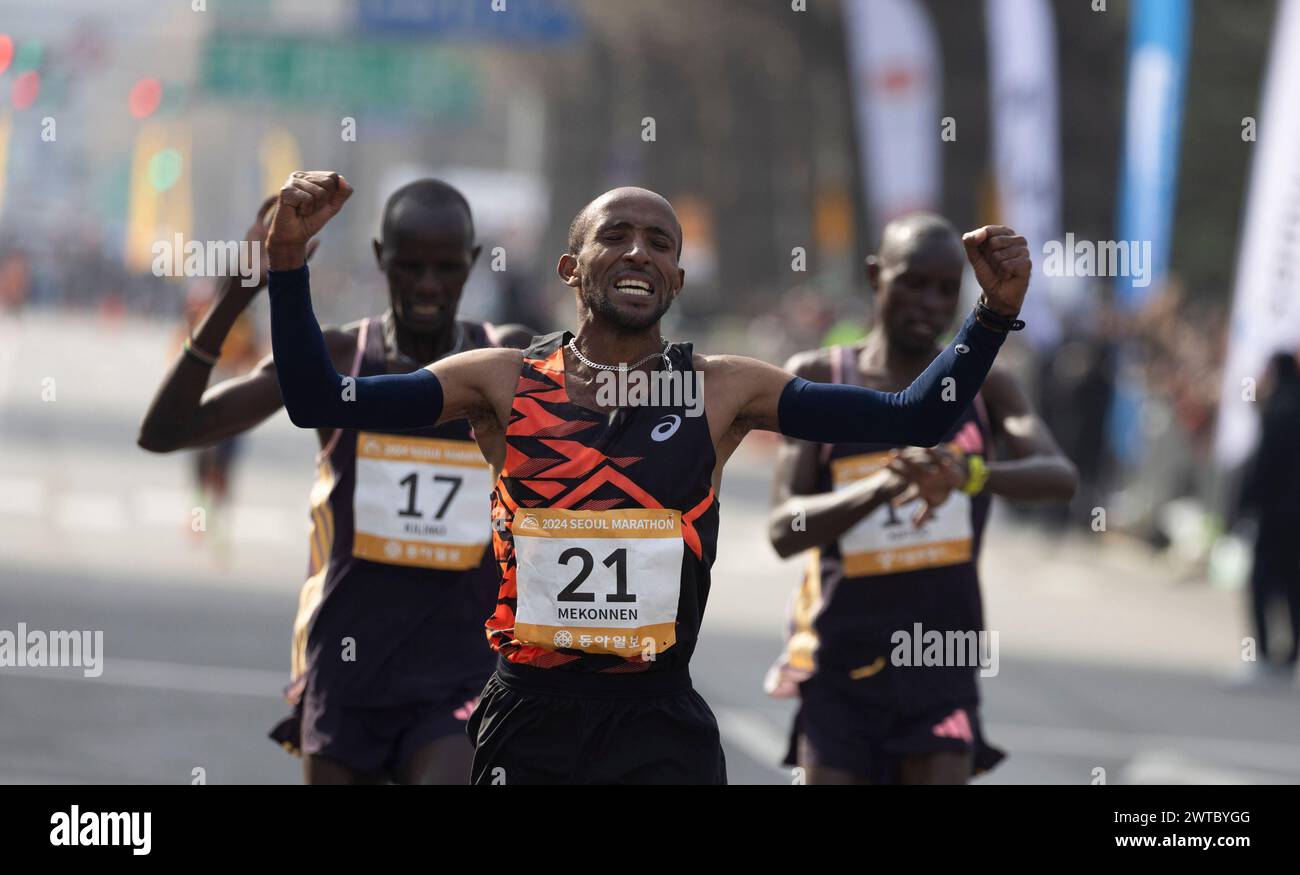 Seoul, South Korea. 17th Mar, 2024. Gold medalist Jemal Yimer Mekonnen ...