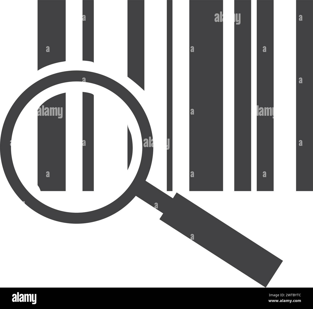 Barcode with magnifying glass. Product search black icon Stock Vector ...