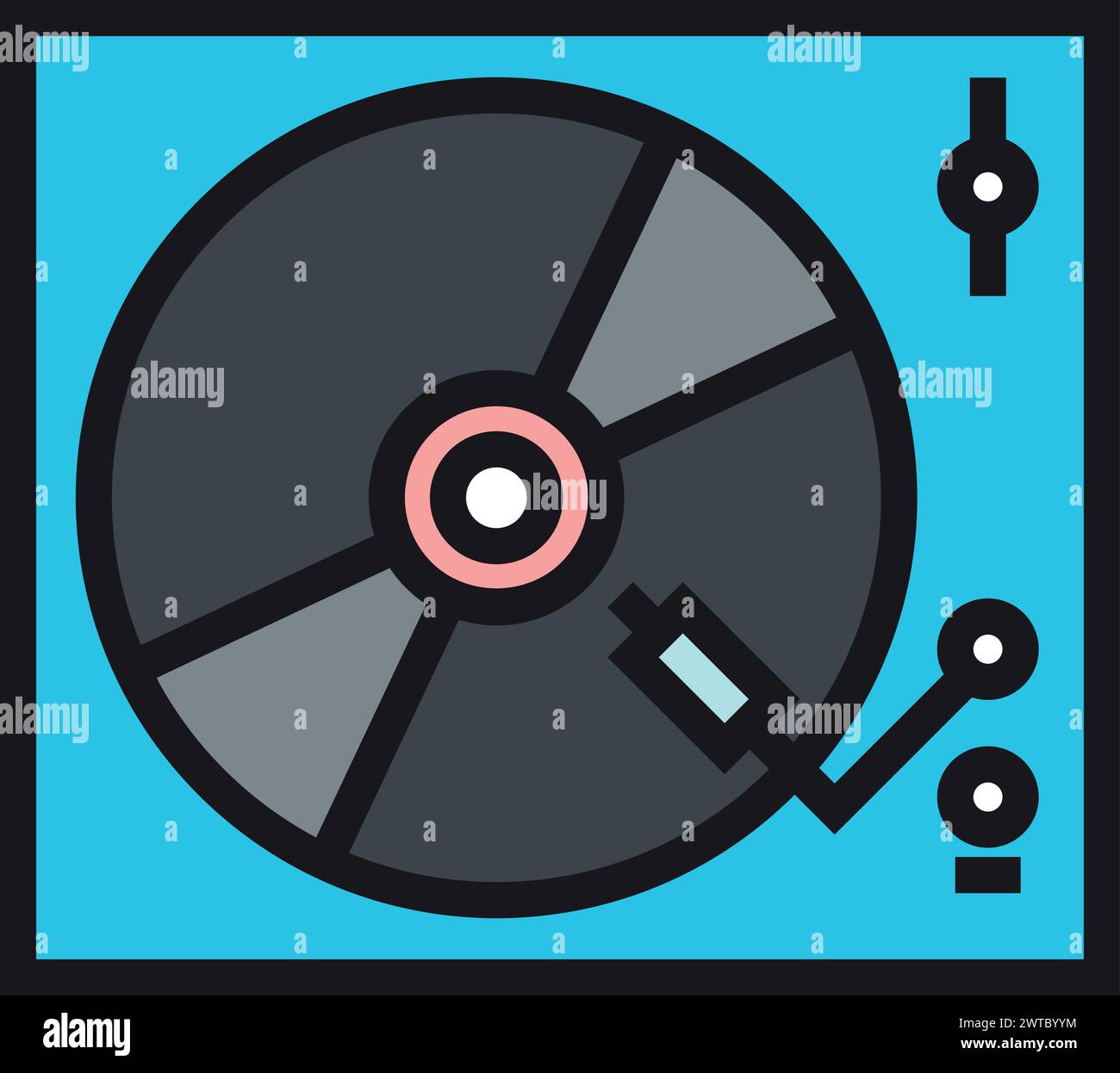 Vinyl record player. Retro music gramophone color icon Stock Vector ...