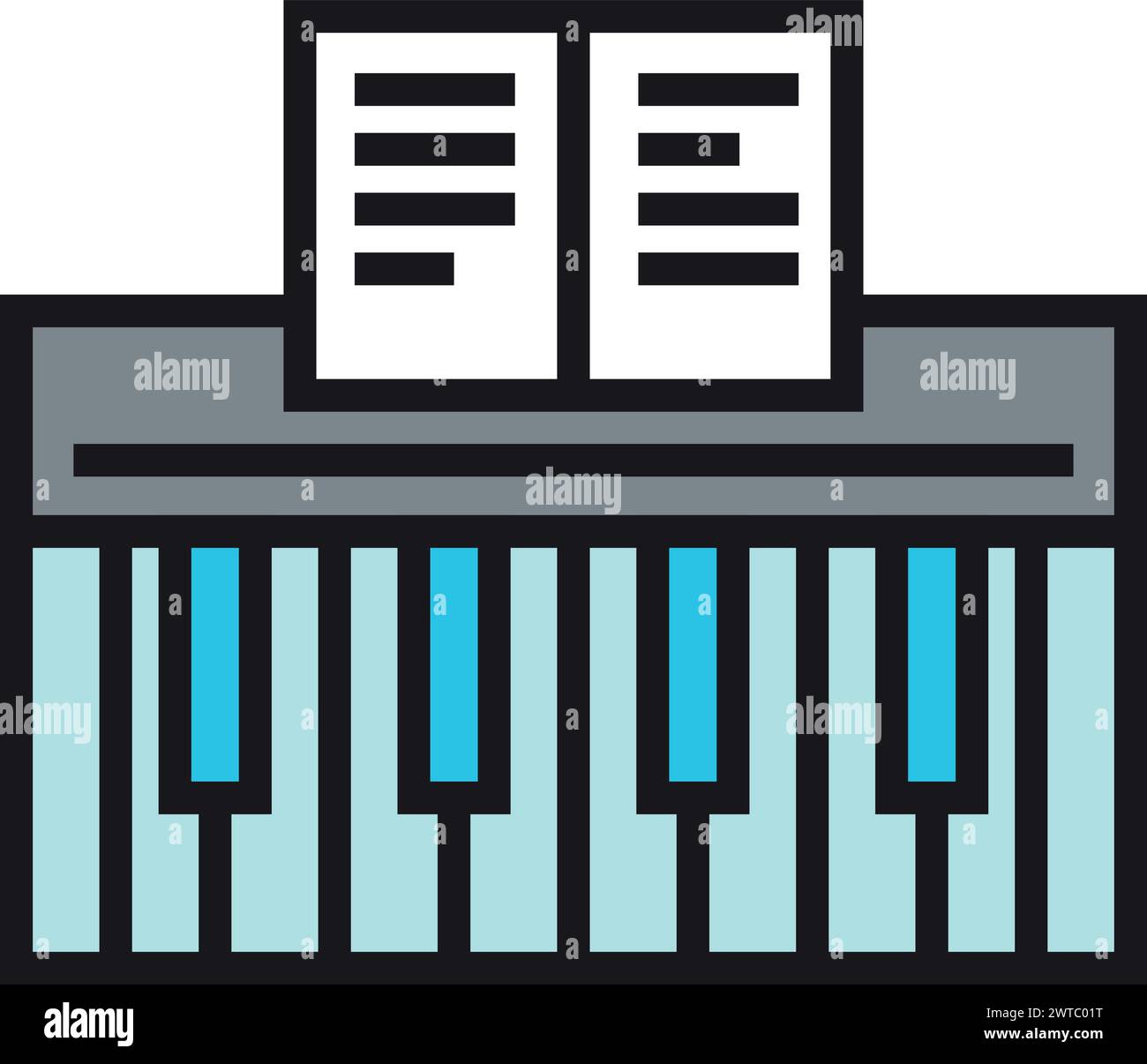 Piano with music sheets. Musician classic key instrument Stock Vector ...
